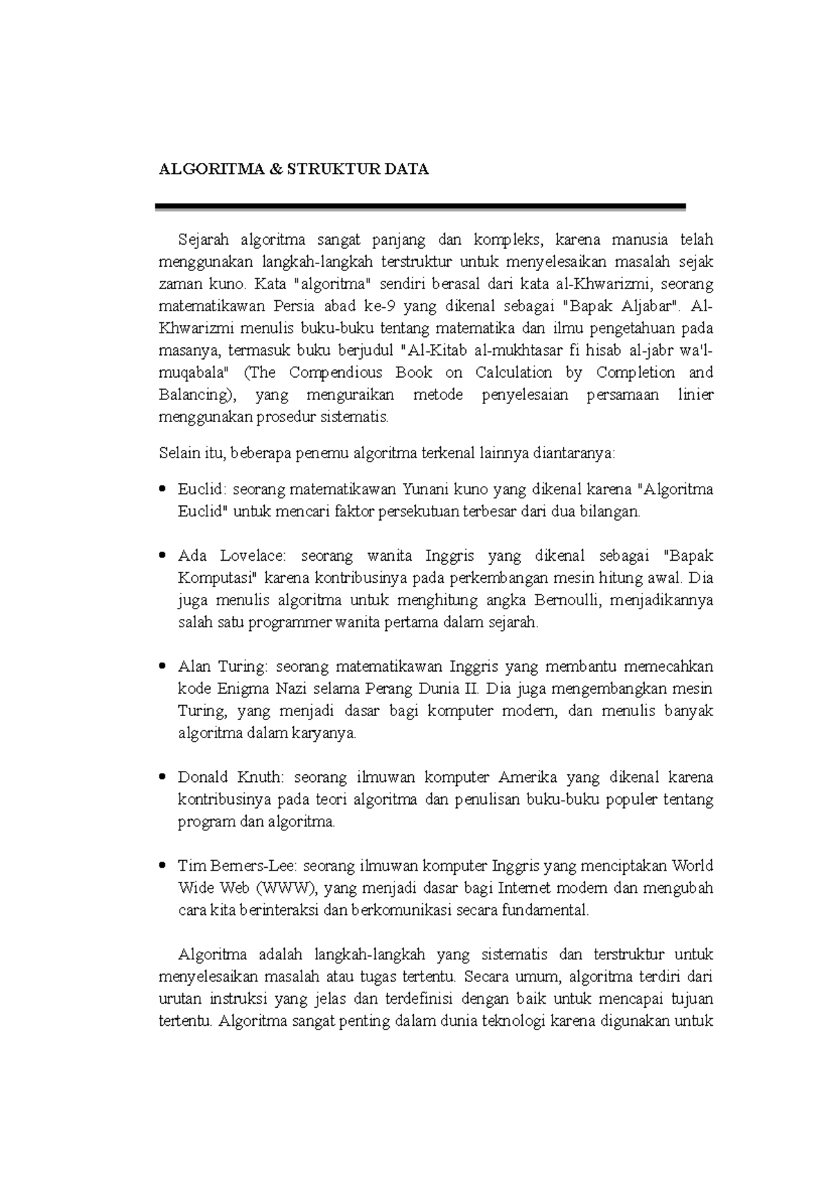 Algoritma Dan Struktur Data Algoritma And Struktur Data Sejarah Algoritma Sangat Panjang Dan