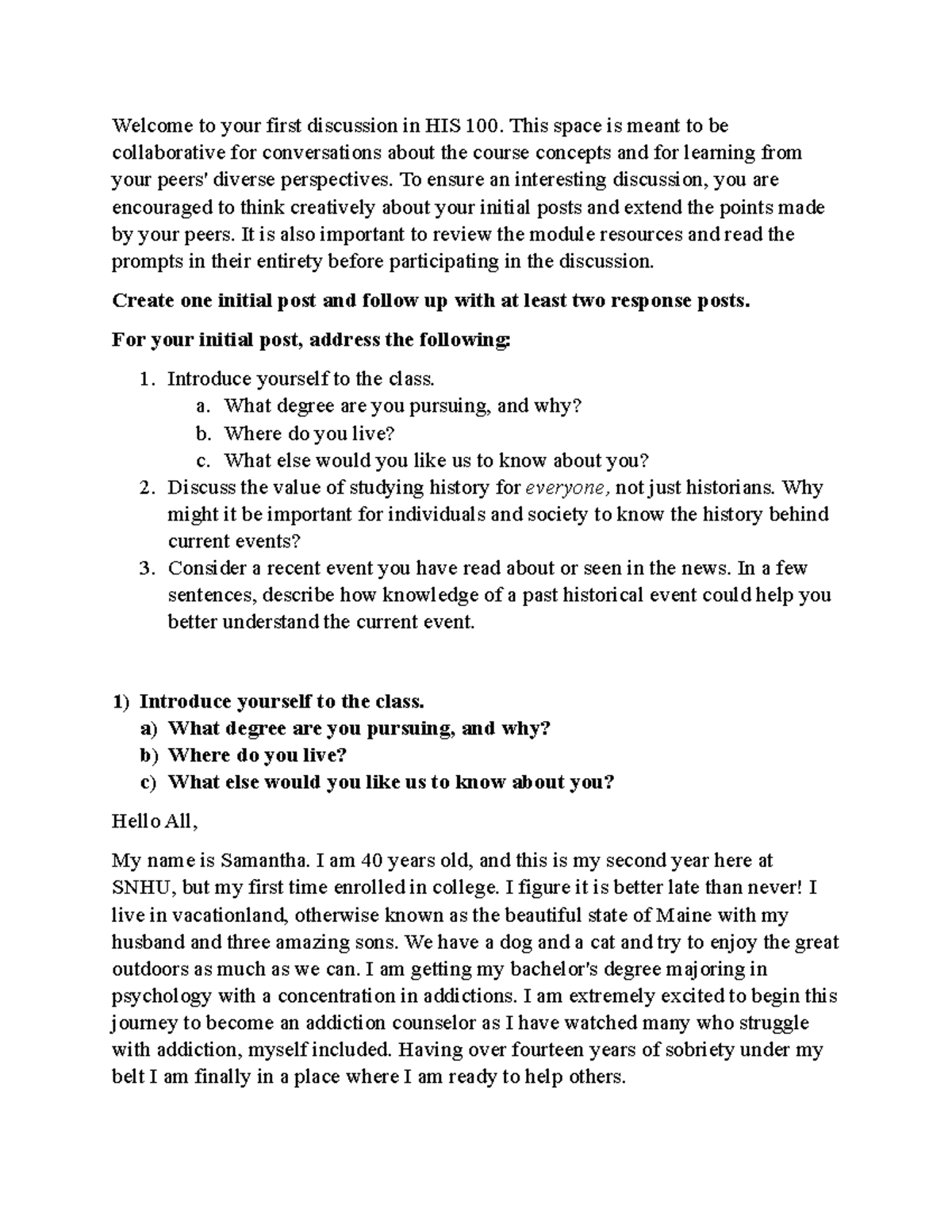 HIS 100 Discussion: The Importance of Studying History Today - Studocu