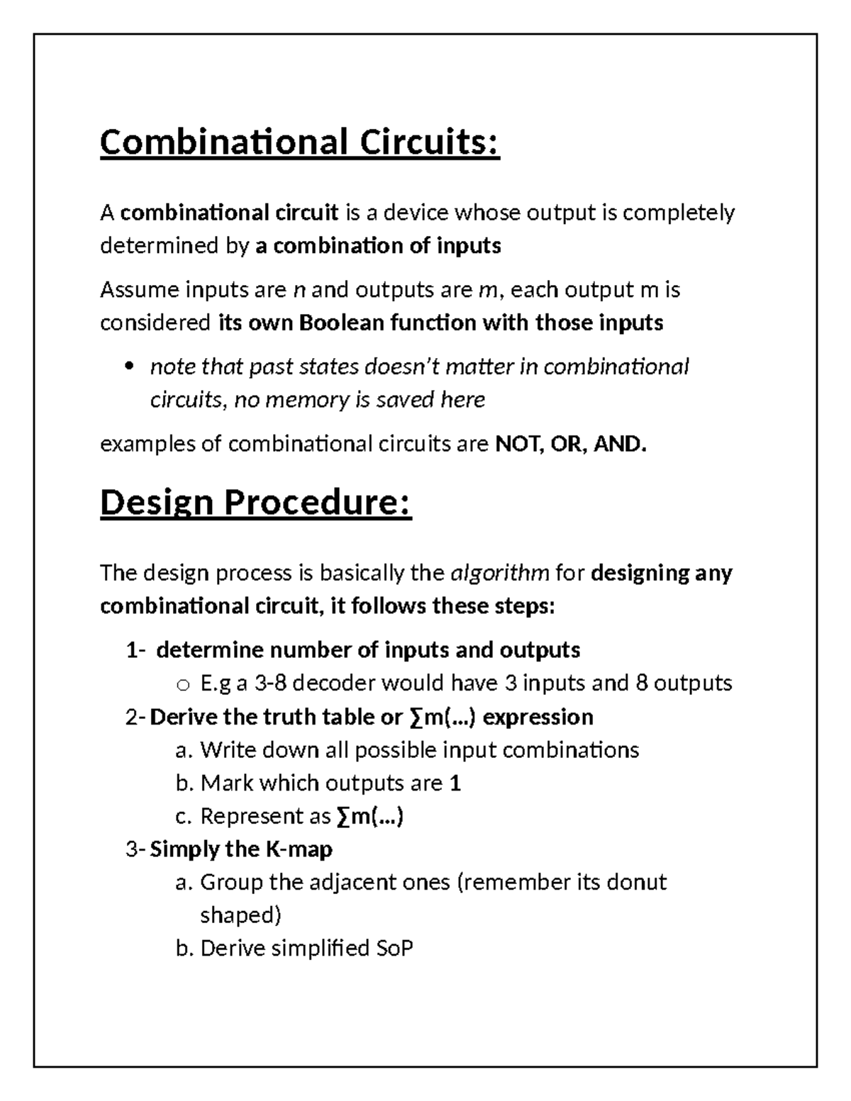 Combinational Circuits and Devices: Chapter 1 Overview - Studocu