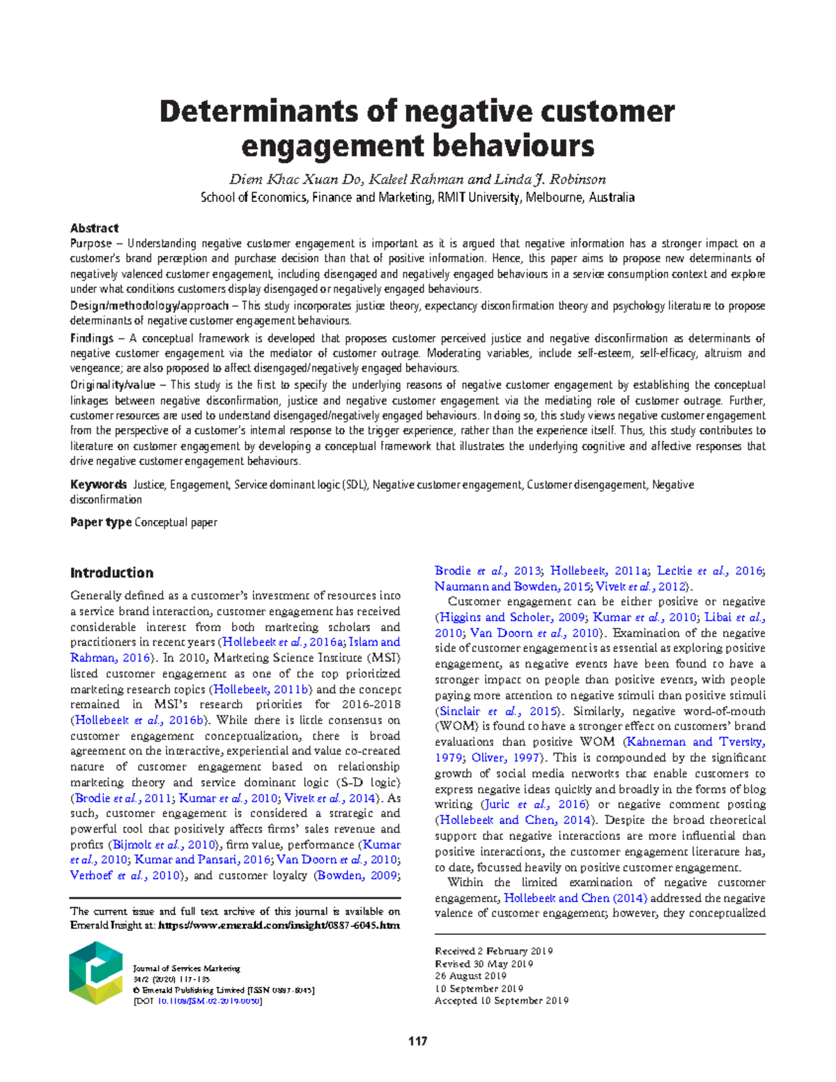 Do et al 2019 - Determinants of negative customer engagement behaviours ...