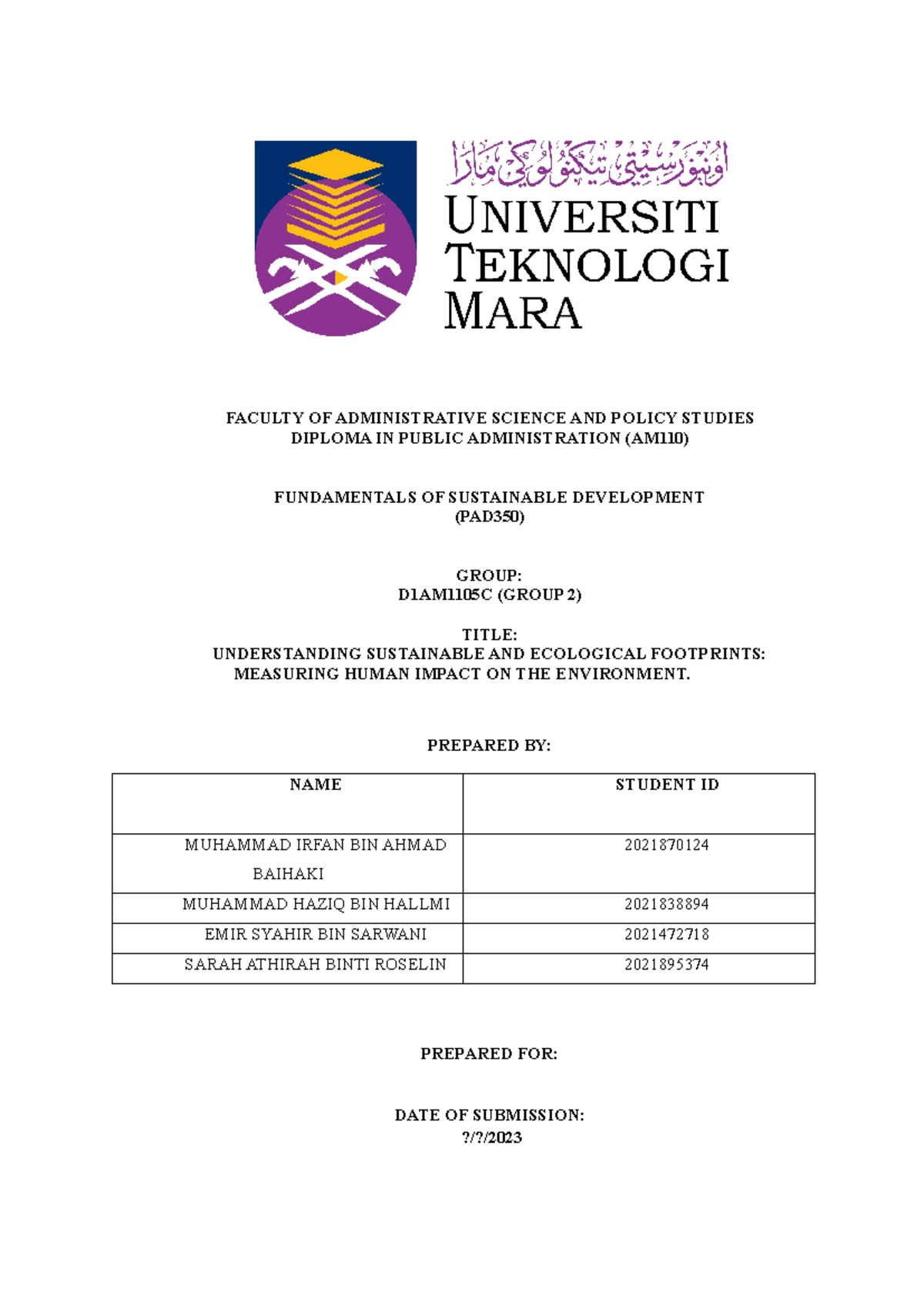 Saimen PAD350 sarah update - FACULTY OF ADMINISTRATIVE SCIENCE AND ...