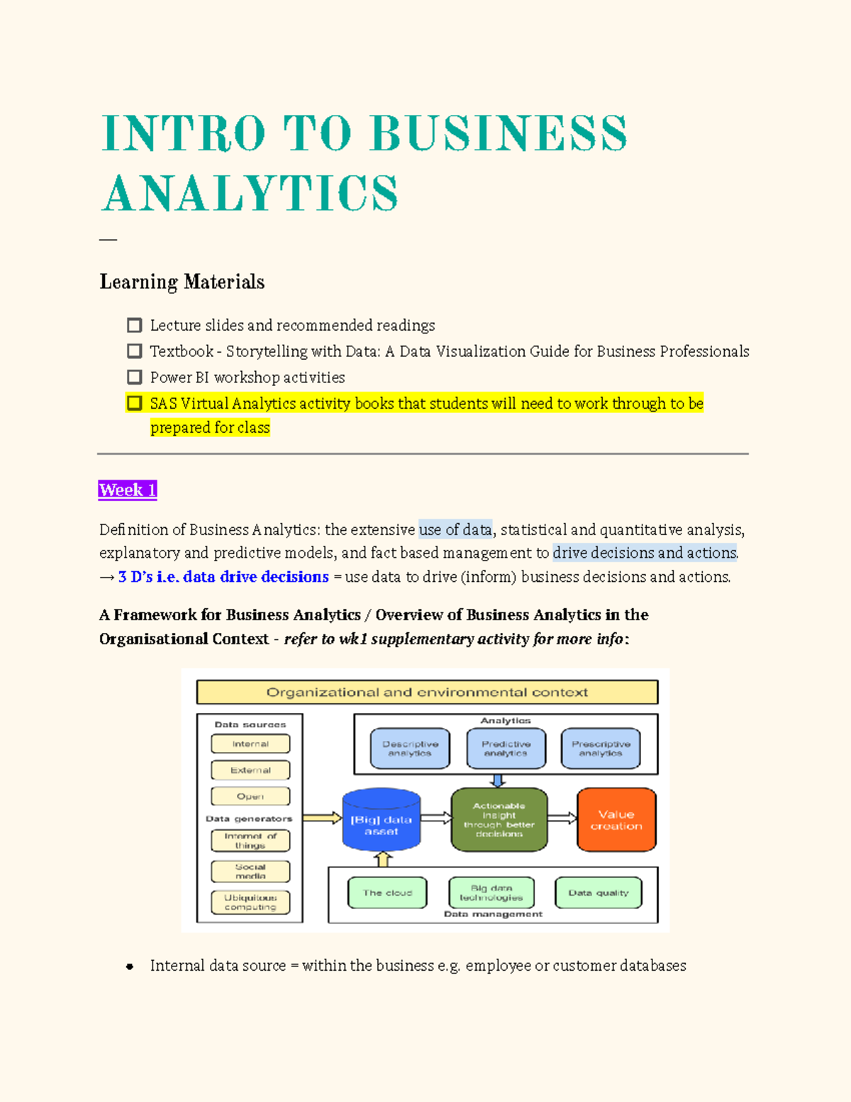 3603 Intro to Business Analytics: Lecture Notes & Power BI Insights ...