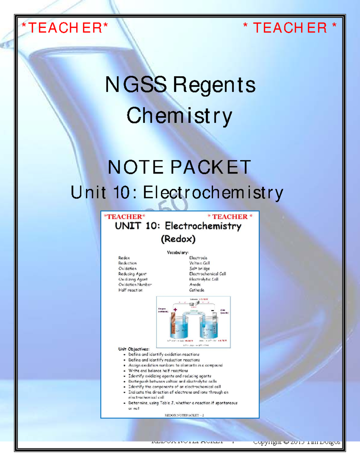 Unit 10: Redox Reactions Notes for TEACHER (2017) - Studocu