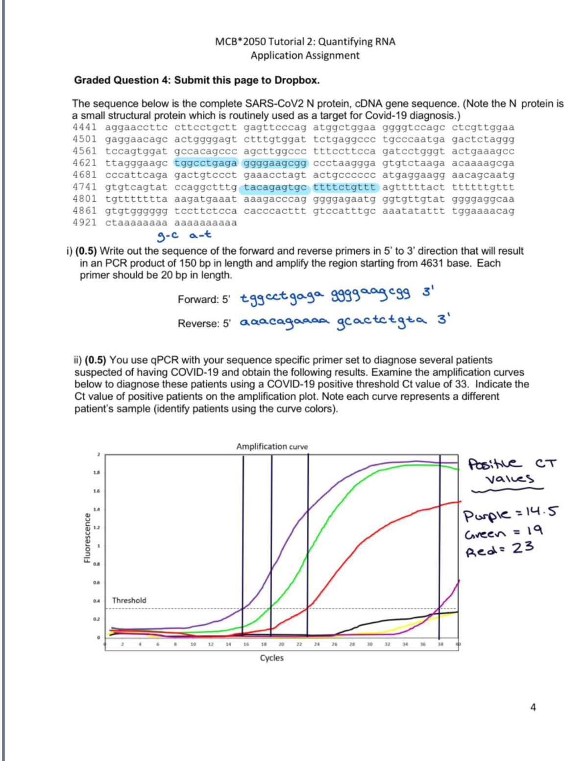 Seminar 2: MCB 2050 RNA Quantification Assignment & PCR Analysis - Studocu