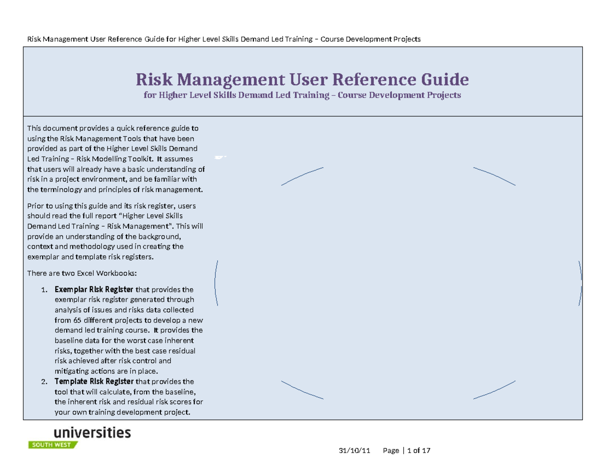 Risk Management Toolkit User Guide - Risk Management User Reference ...