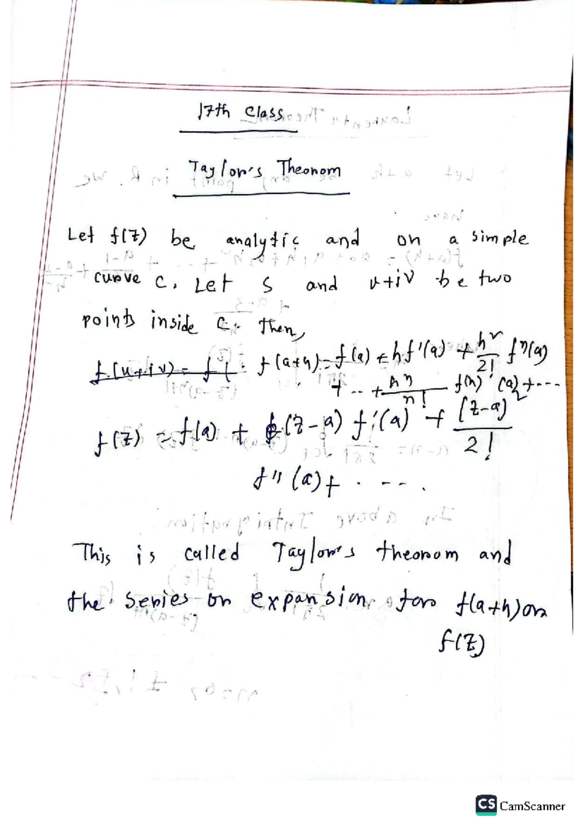 MAT 205: 17th Class Notes on Analytic Functions and Theorems - Studocu