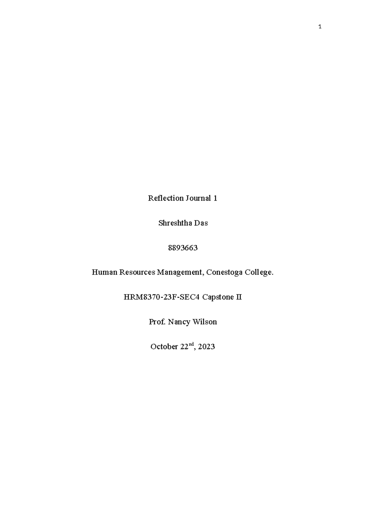 HRM8370-23F-SEC4 Capstone II: Reflection Journal on Project Management ...