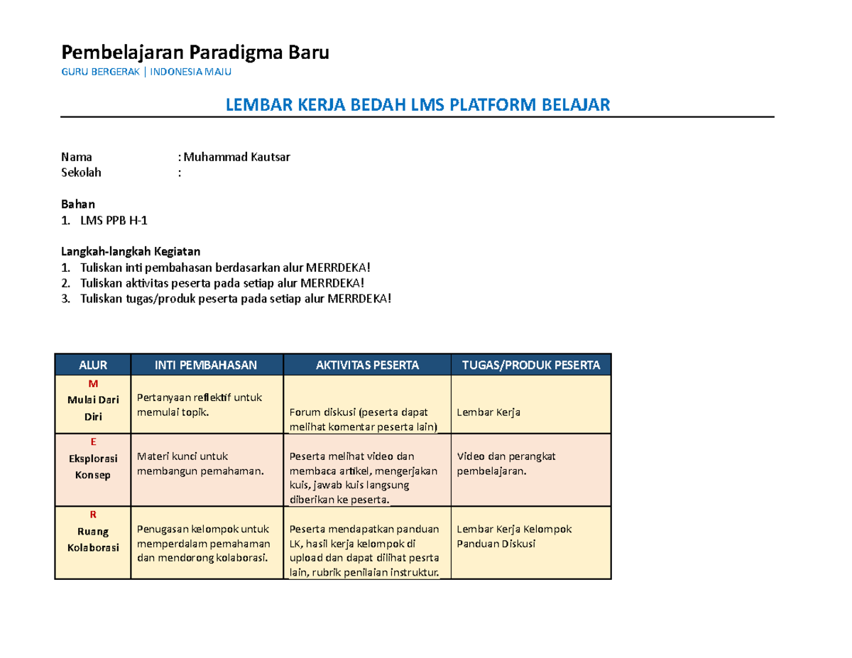 LK Bedah LMS - PPG Prajabatan - Pembelajaran Paradigma Baru GURU ...