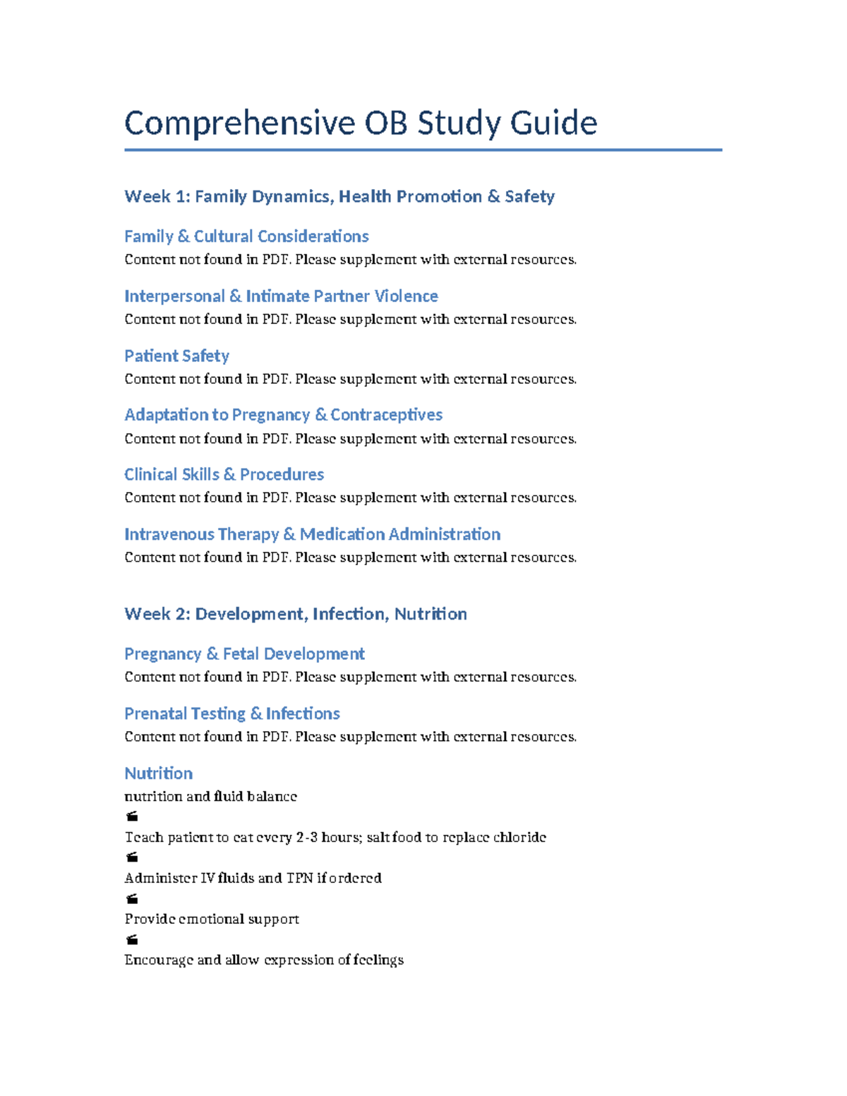Comprehensive OB Study Guide (OB 101): Week-by-Week Nursing Insights ...