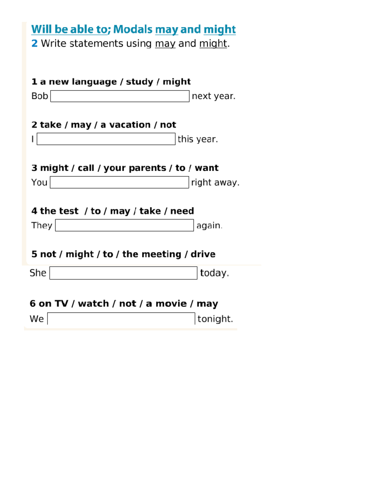 UNIT 2: Modals "May" and "Might" Vocabulary & Grammar Practice - Studocu