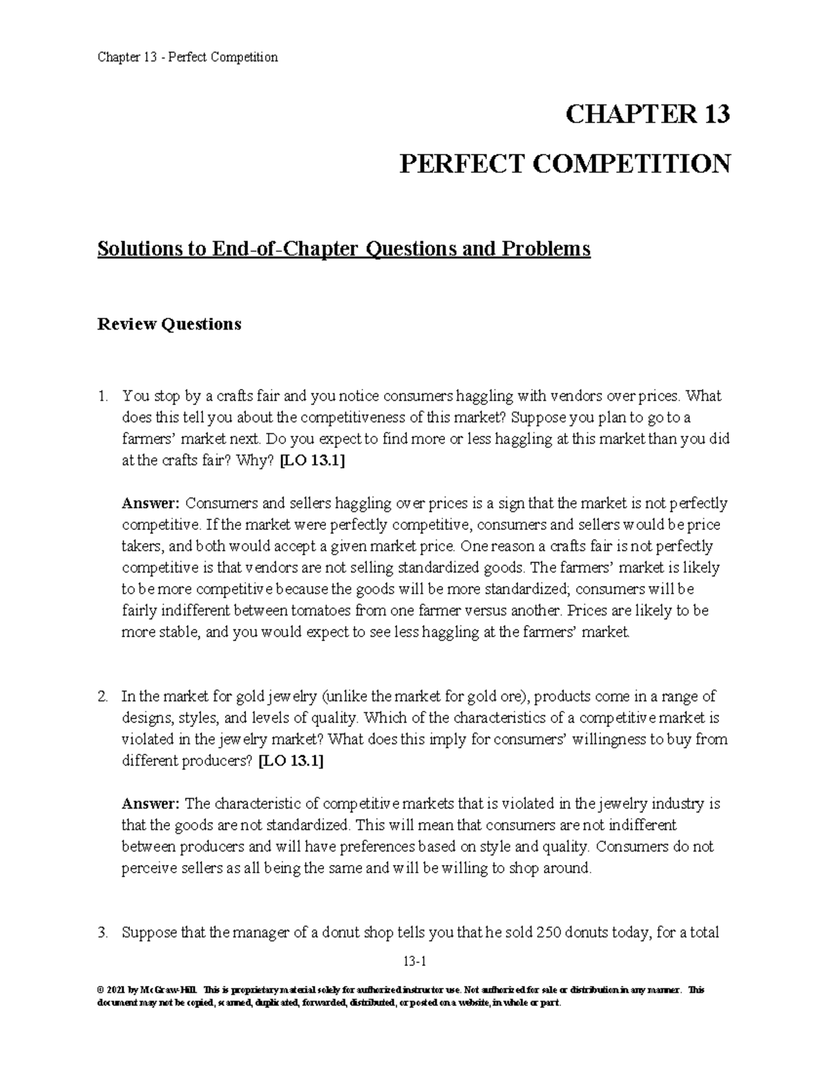 Chapter 13: Problems and Solutions in Perfect Competition (ECO101) - Studocu