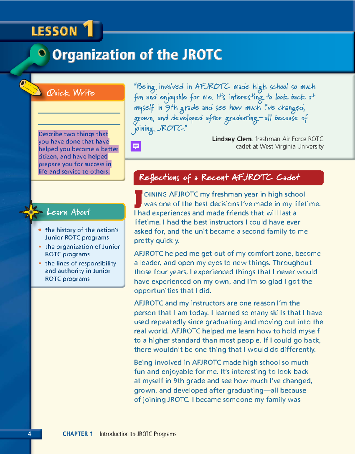 LESSON 1: Organization and Objectives of JROTC Programs - Studocu