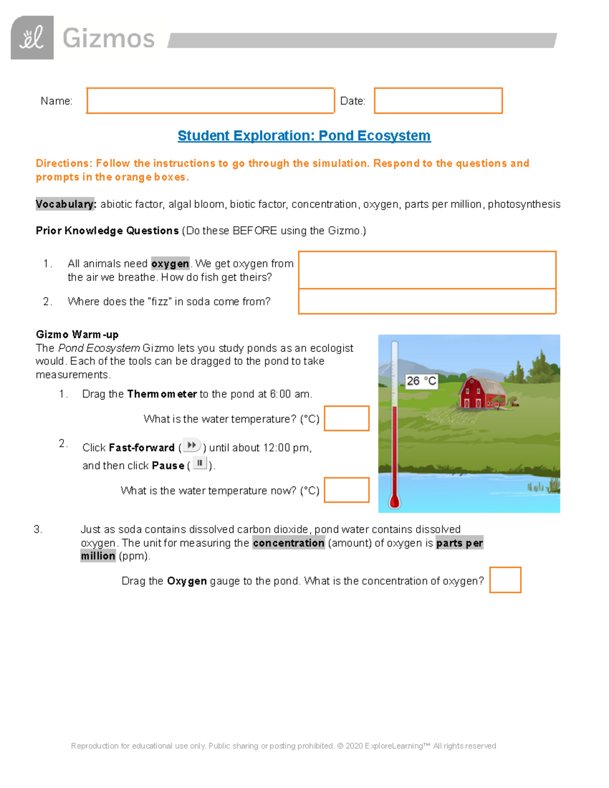 Pond Ecosystem Exploration SE - Study Guide for 11/15/2022 - Studocu