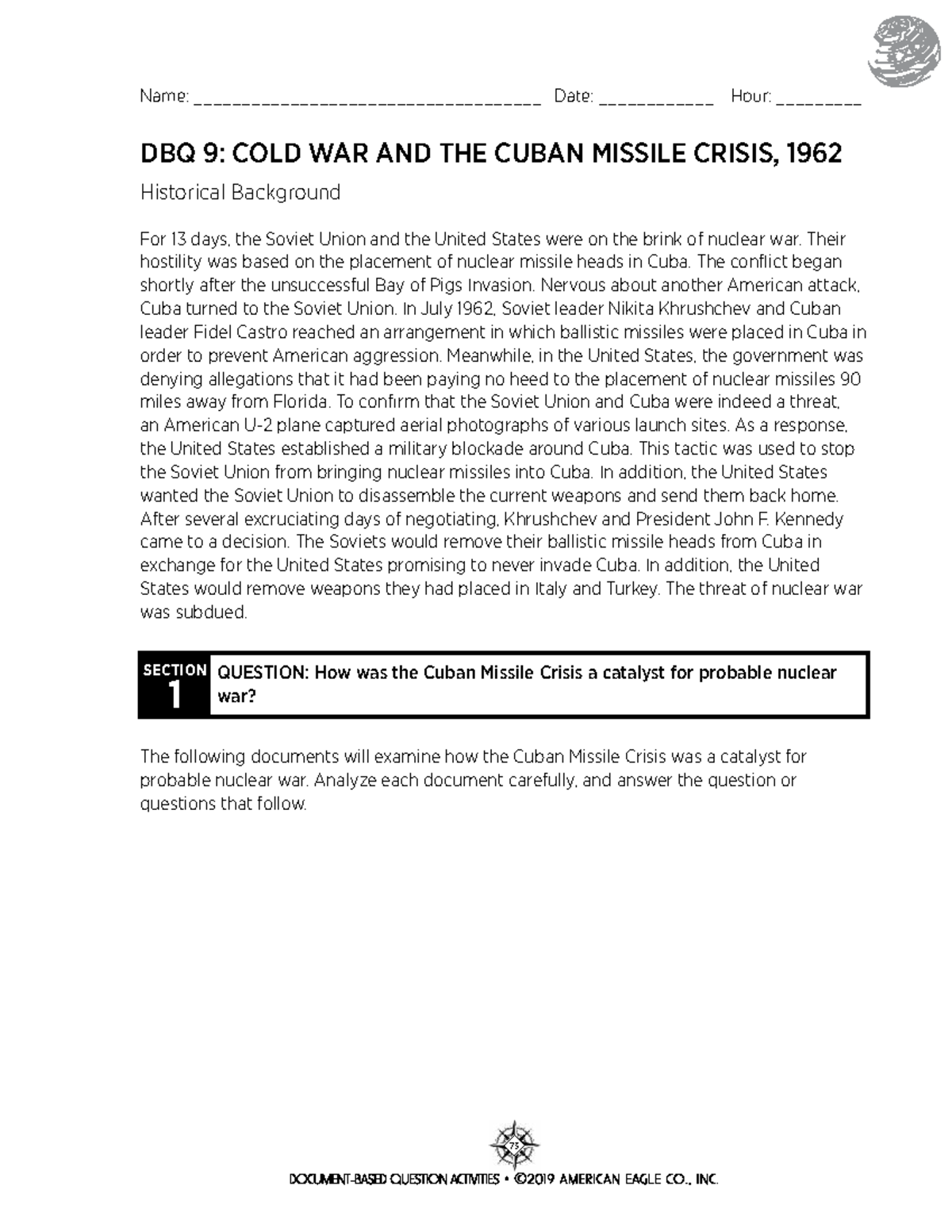 DBQ 9: Cold War & Cuban Missile Crisis Analysis (1962) - Studocu