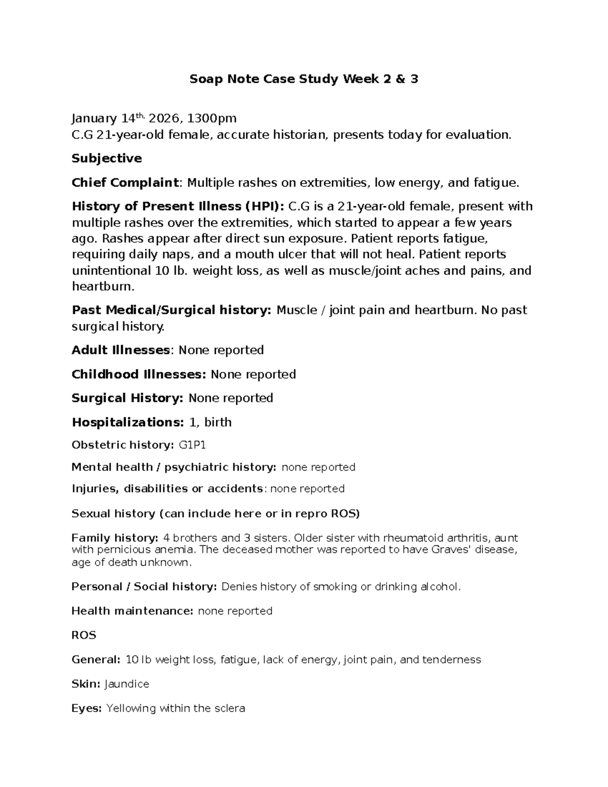 Immunity Case Study: Differential Diagnosis - Group 1 Analysis - Studocu