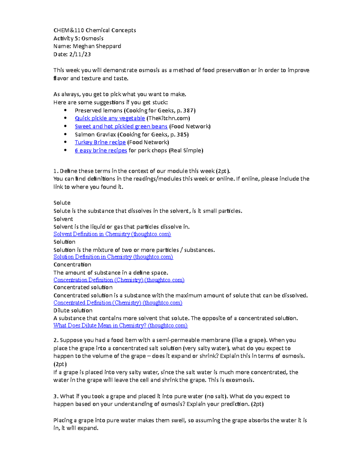 CHEM&110 Activity 5 Worksheet: Understanding Osmosis in Food ...