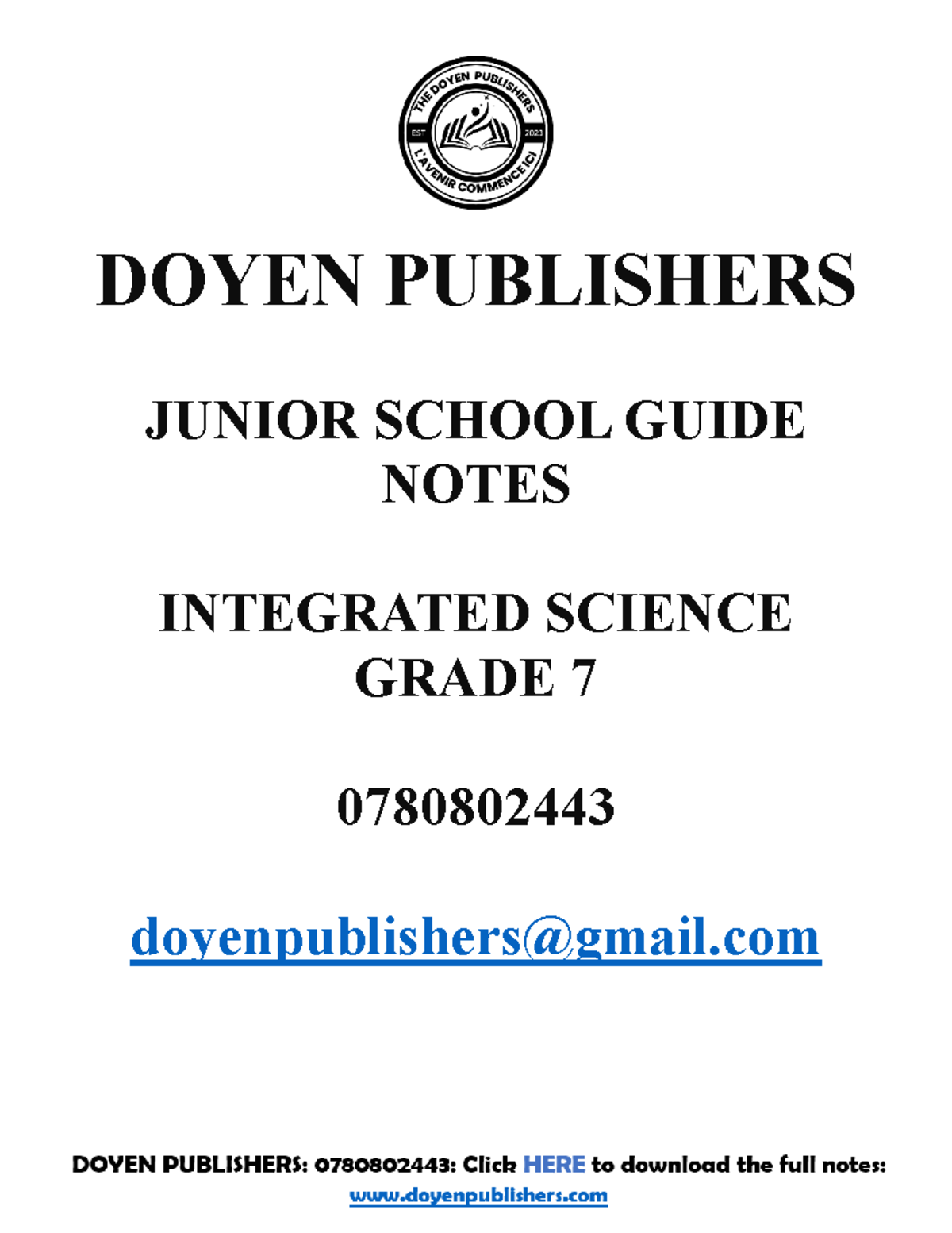 Grade 7 Integrated Science Teaching Notes (0780802443) - Studocu
