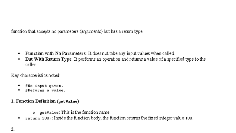 CS101 Seminar: Functions with and without Parameters Explained - Studocu