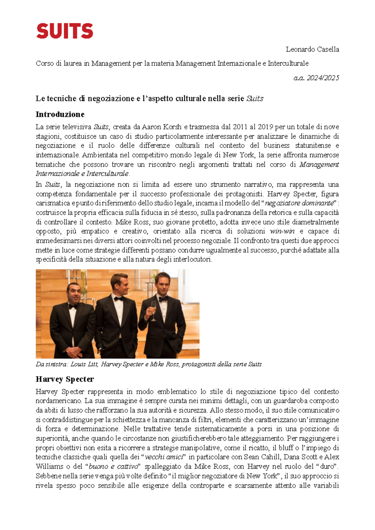La negoziazione e le differenze culturali in Suits - Management ...