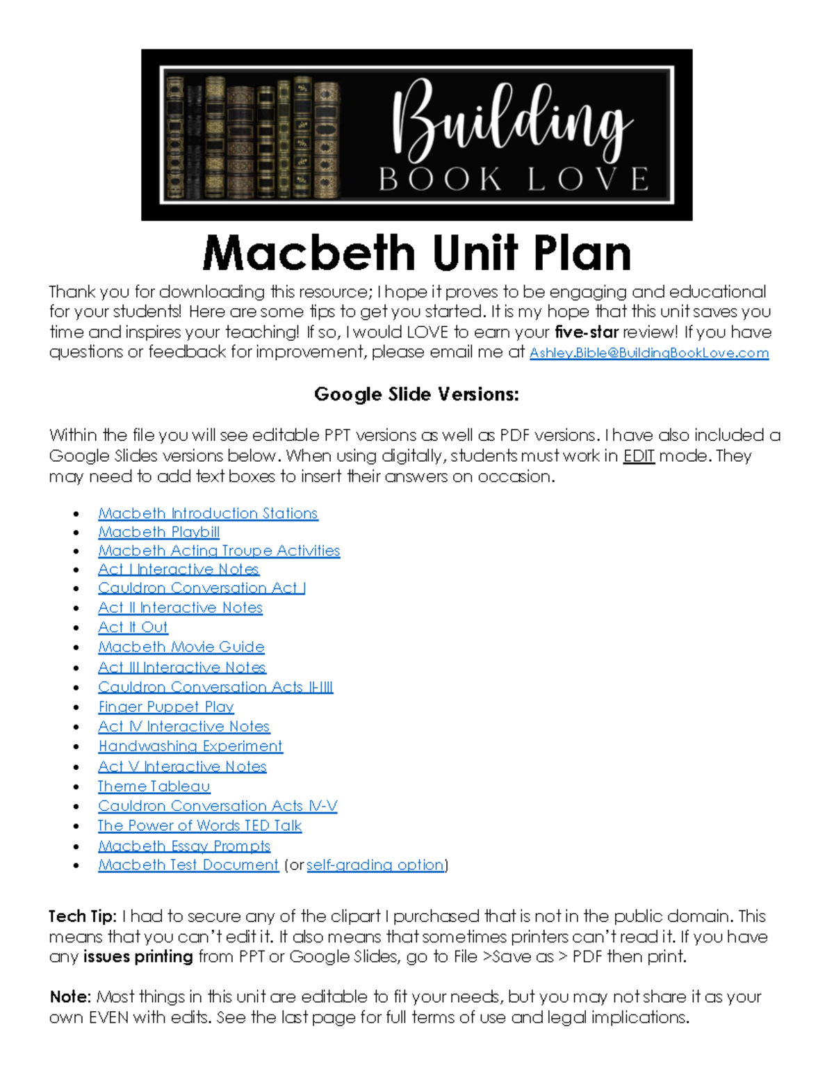 Macbeth Unit Plan: Engaging Activities and Resources for ELA - Studocu
