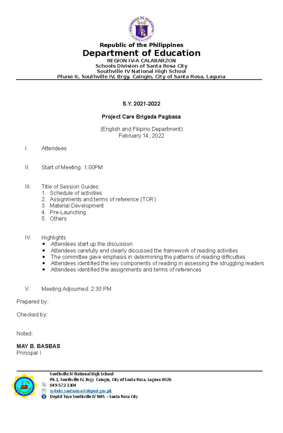 Project Care Brigada Pagbasa Narrative Report - S.Y. 2021-2022 - Studocu
