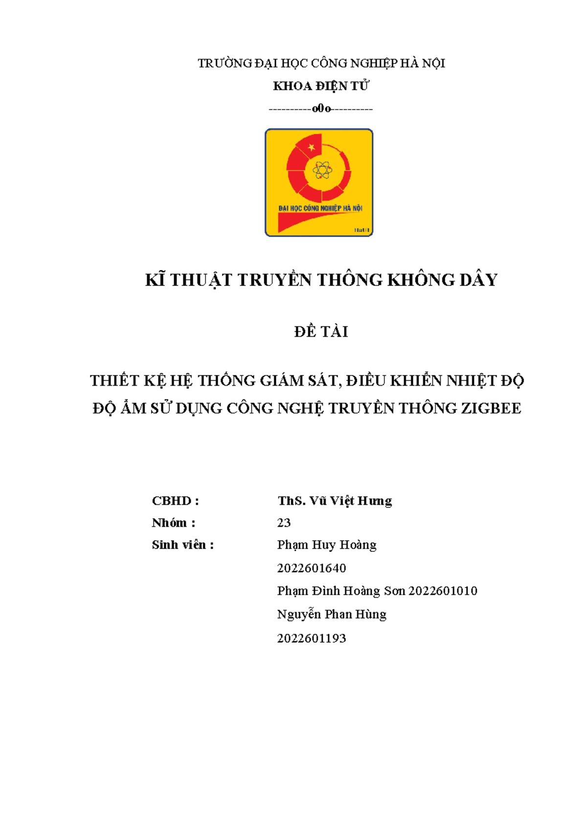 Đề Tài Thiết Kế Hệ Thống Giám Sát Nhiệt Độ Độ Ẩm Sử Dụng ZigBee - CBHD ...