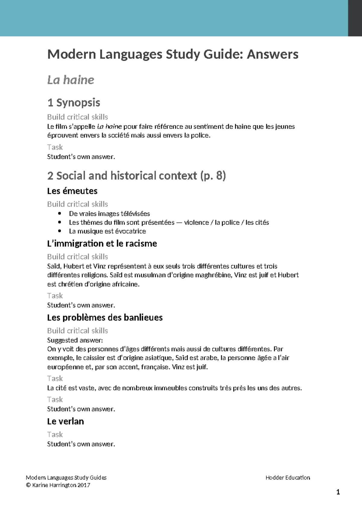La Haine: Character Analysis of Vinz, Hubert, and Saïd - Studocu