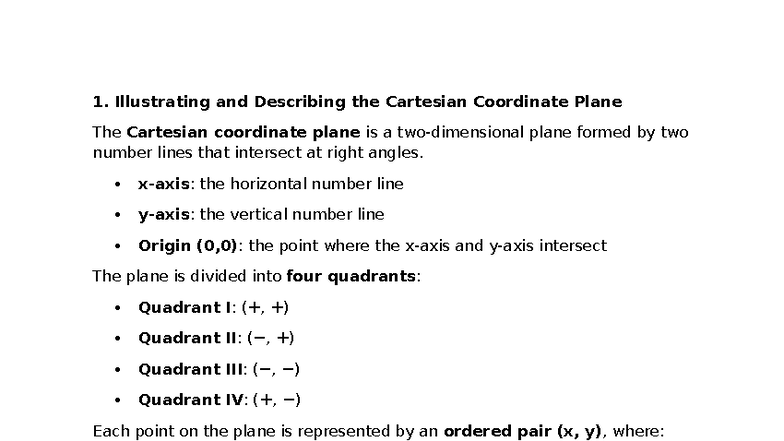 Math Reviewer for Grade 8: Cartesian Plane & Volume of Pyramids - Studocu