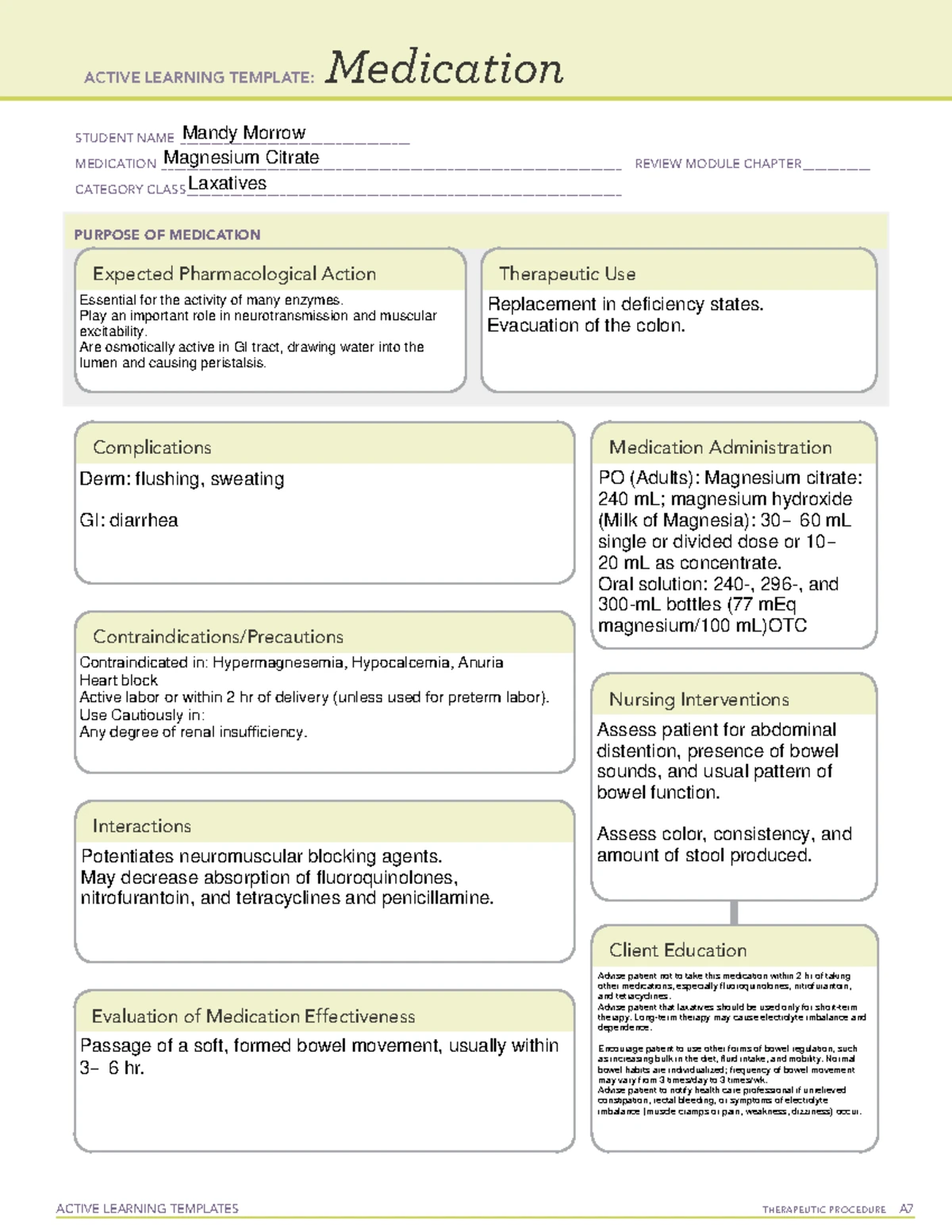 Oxycodone - ATI Active Learning Template Notes - Studocu