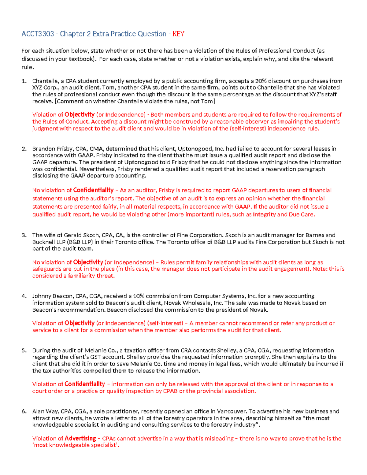 ACCT3303 - Chapter 2 Extra Practice Questions Answer Key - Studocu