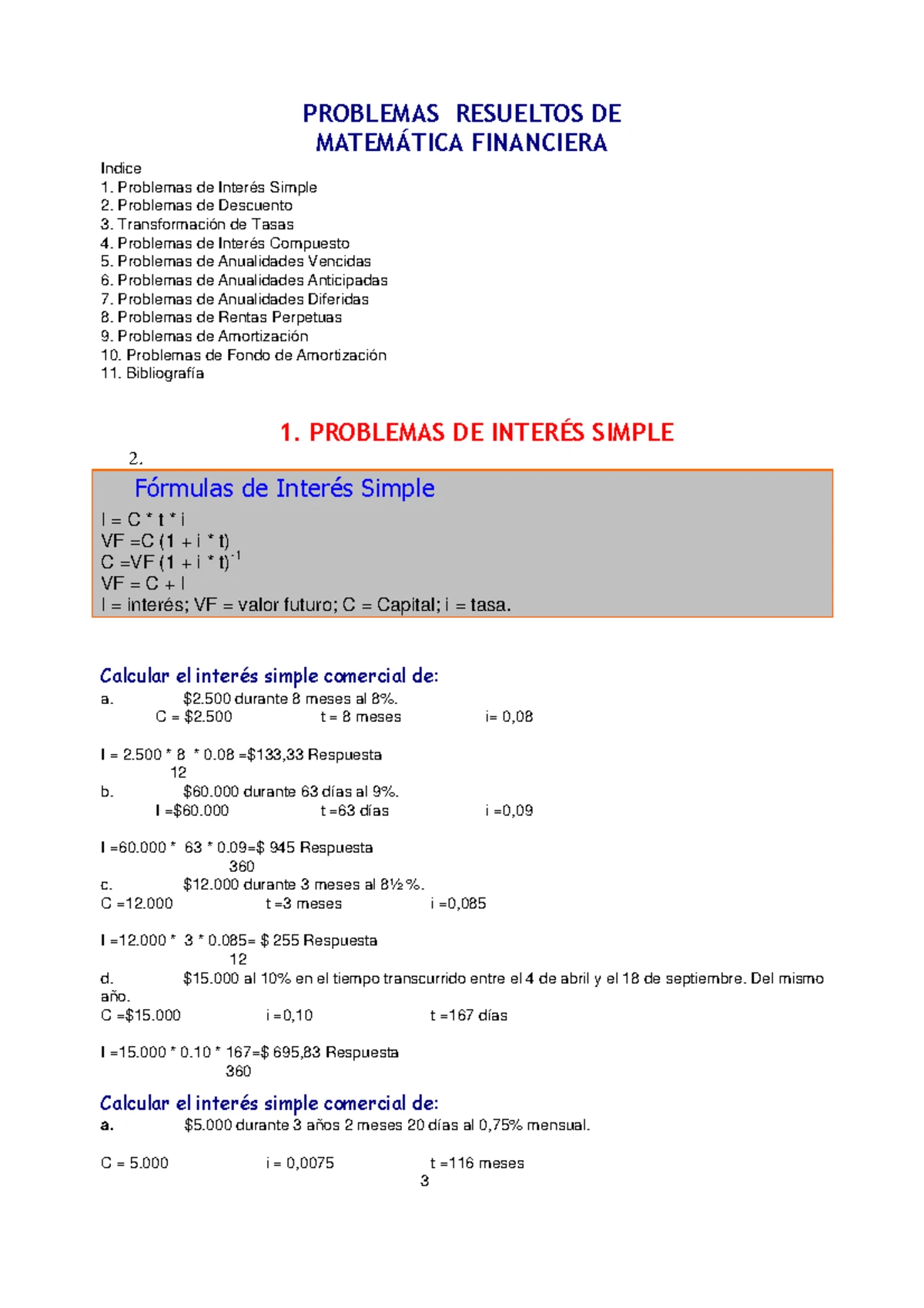 Ejercicios Resueltos 1 Curso Matematicas Financieras - CAPITAL MONTO ...