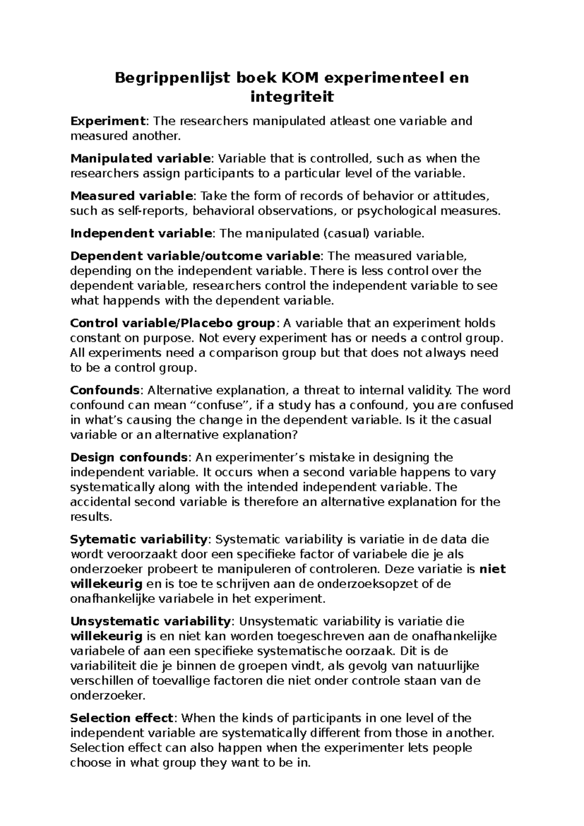 Begrippenlijst KOM: Experimentele Design en Integriteit in Onderzoek ...