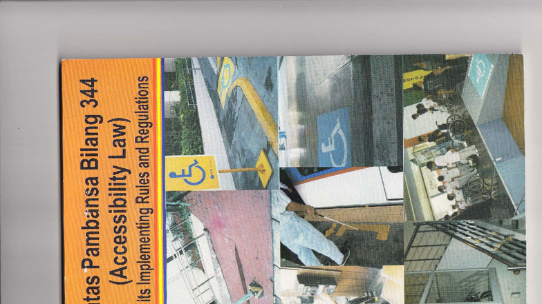 BP 344: Implementing Rules & Regulations of Accessibility Law - Studocu