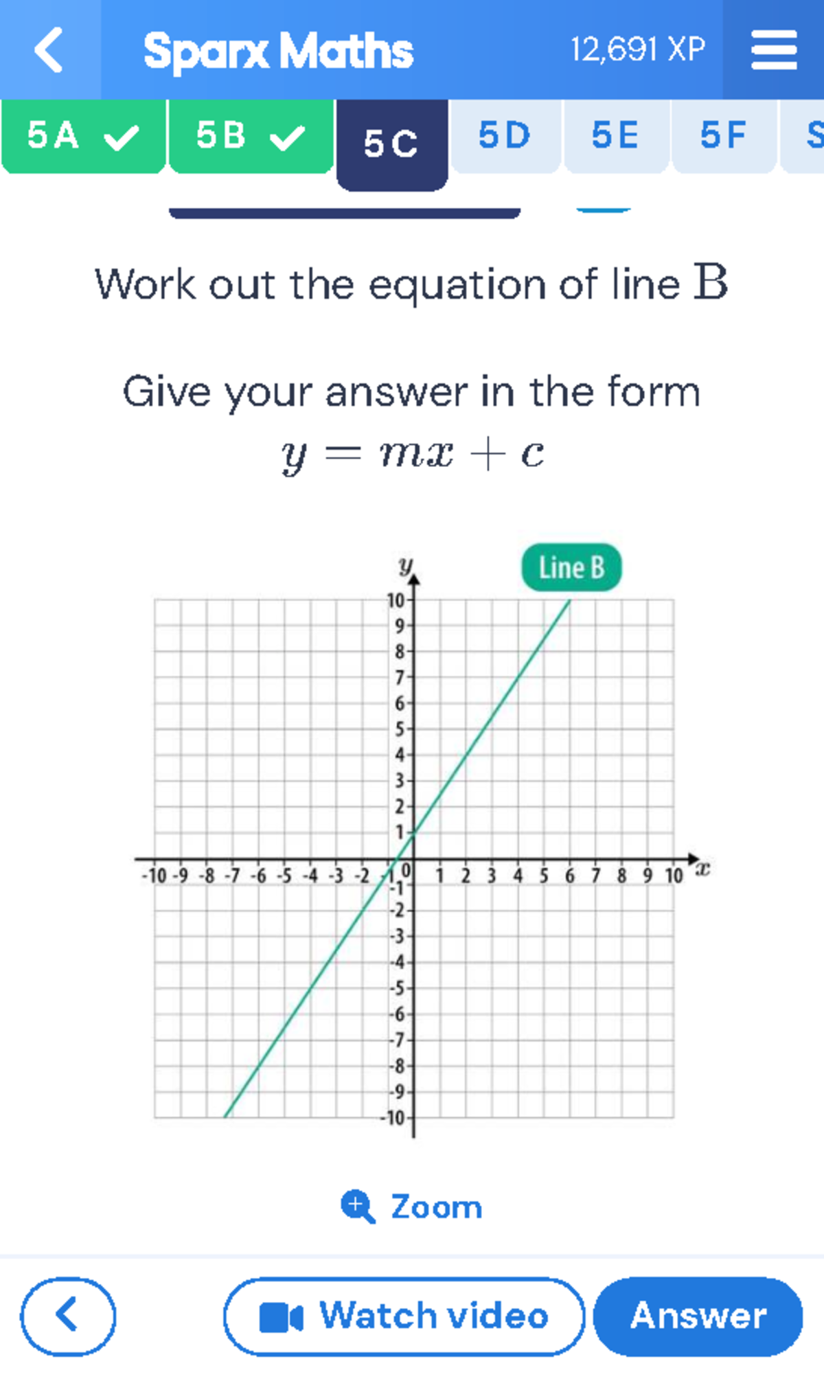 Sparx Maths 5 - Not much really - 12,691 XP 5A 5 B 5 C 5 D 5 E 5 F S ...