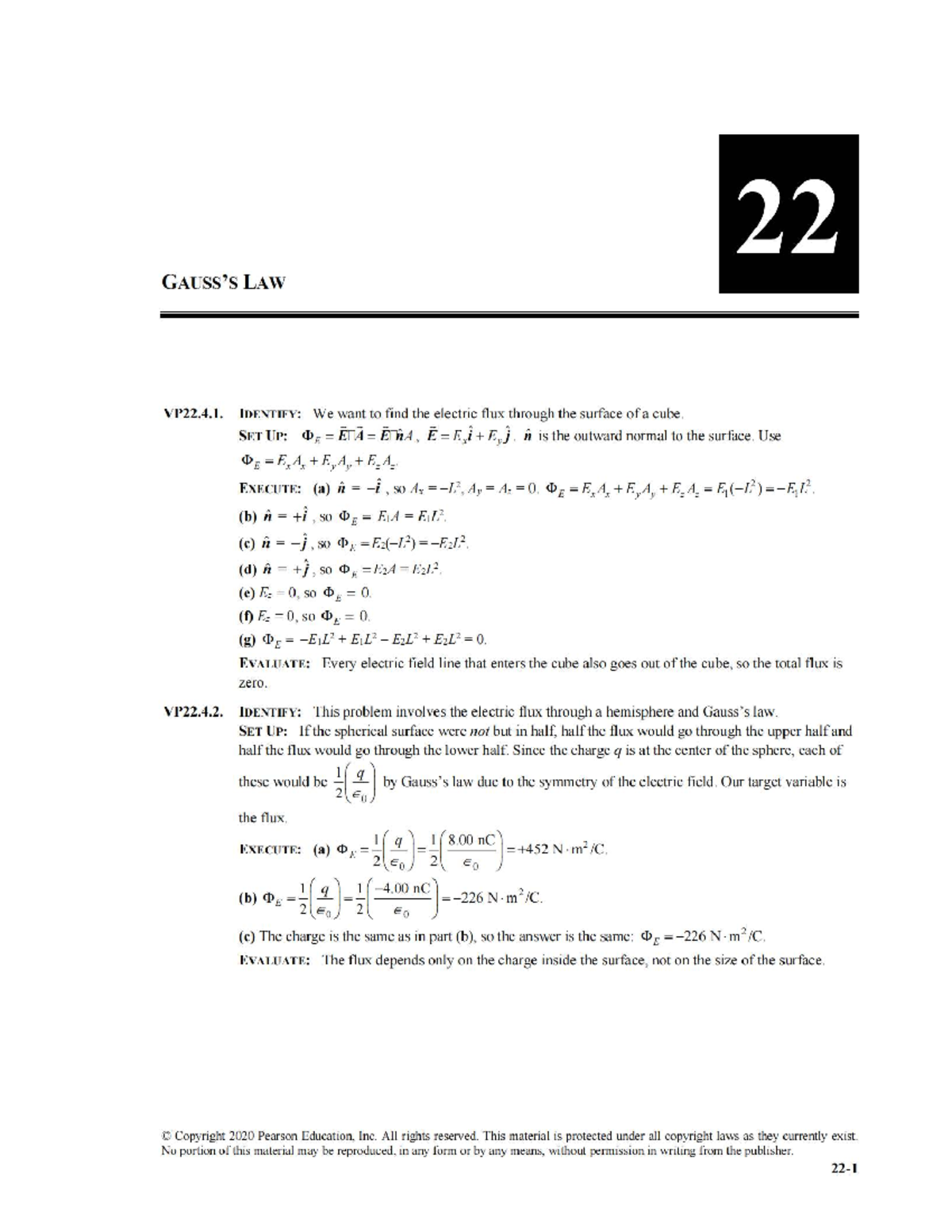 22 LAW VP22.4 Electric Flux Through Cube and Hemisphere Solutions - Studocu