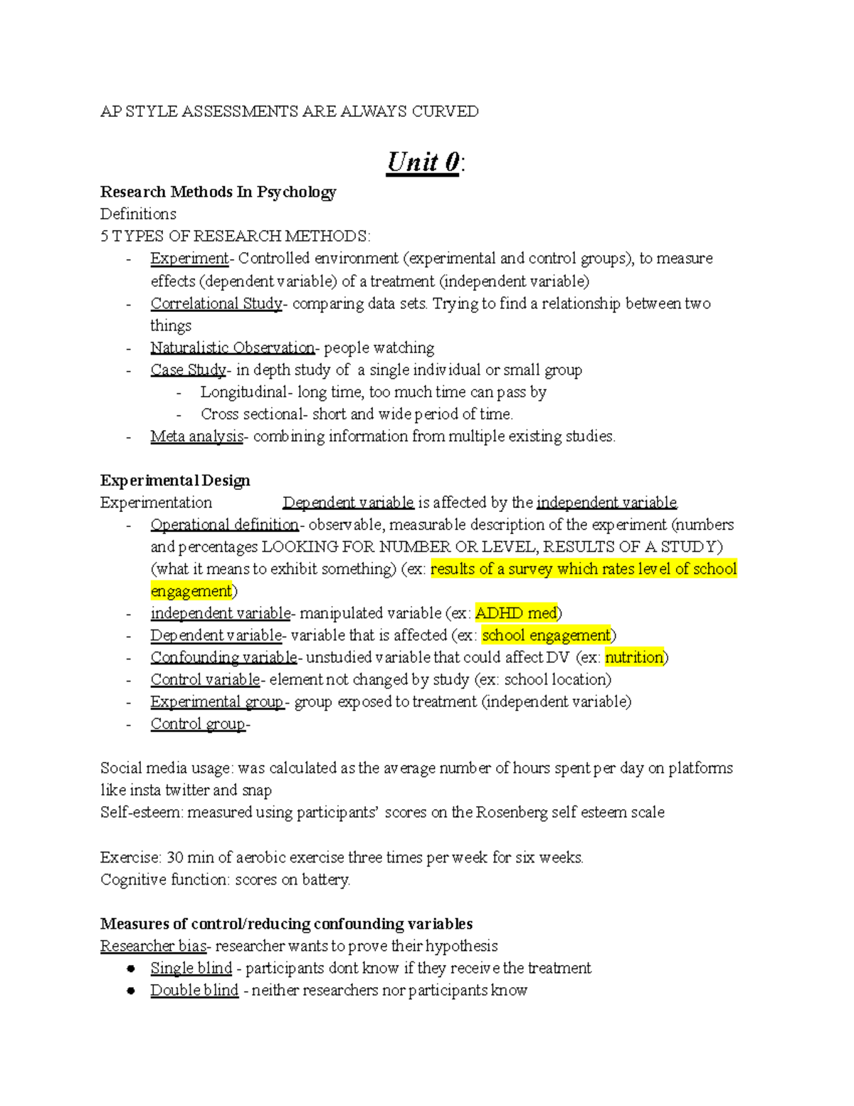 AP Psych Notes: Research Methods, Biological Bases, and Cognition - Studocu