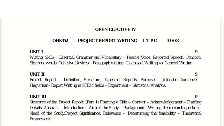 OHS352 Project Report Writing Notes: Essential Skills & Structure - Studocu