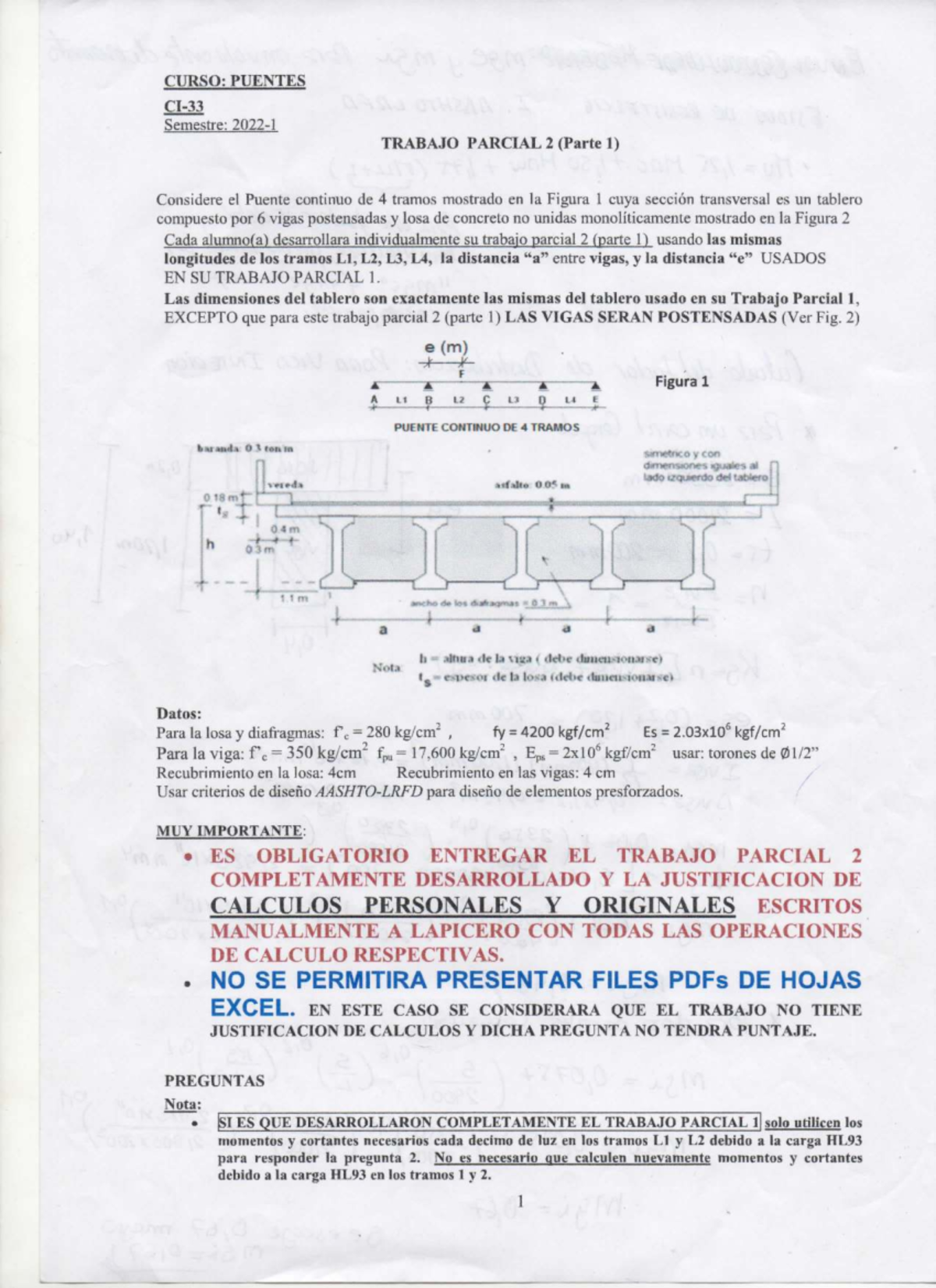 CURSO: PUENTES - TRABAJO PARCIAL 2 (Parte 1) - Diseño de Puente ...