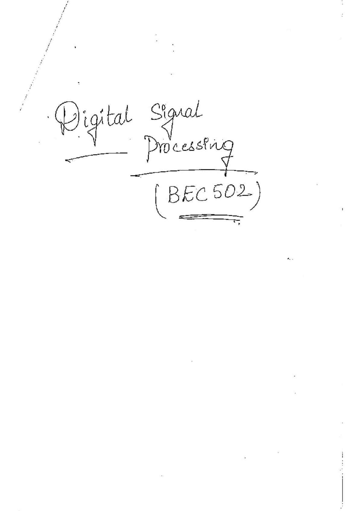 Digital Signal Processing (BEC502) - Module 1 Overview - Studocu