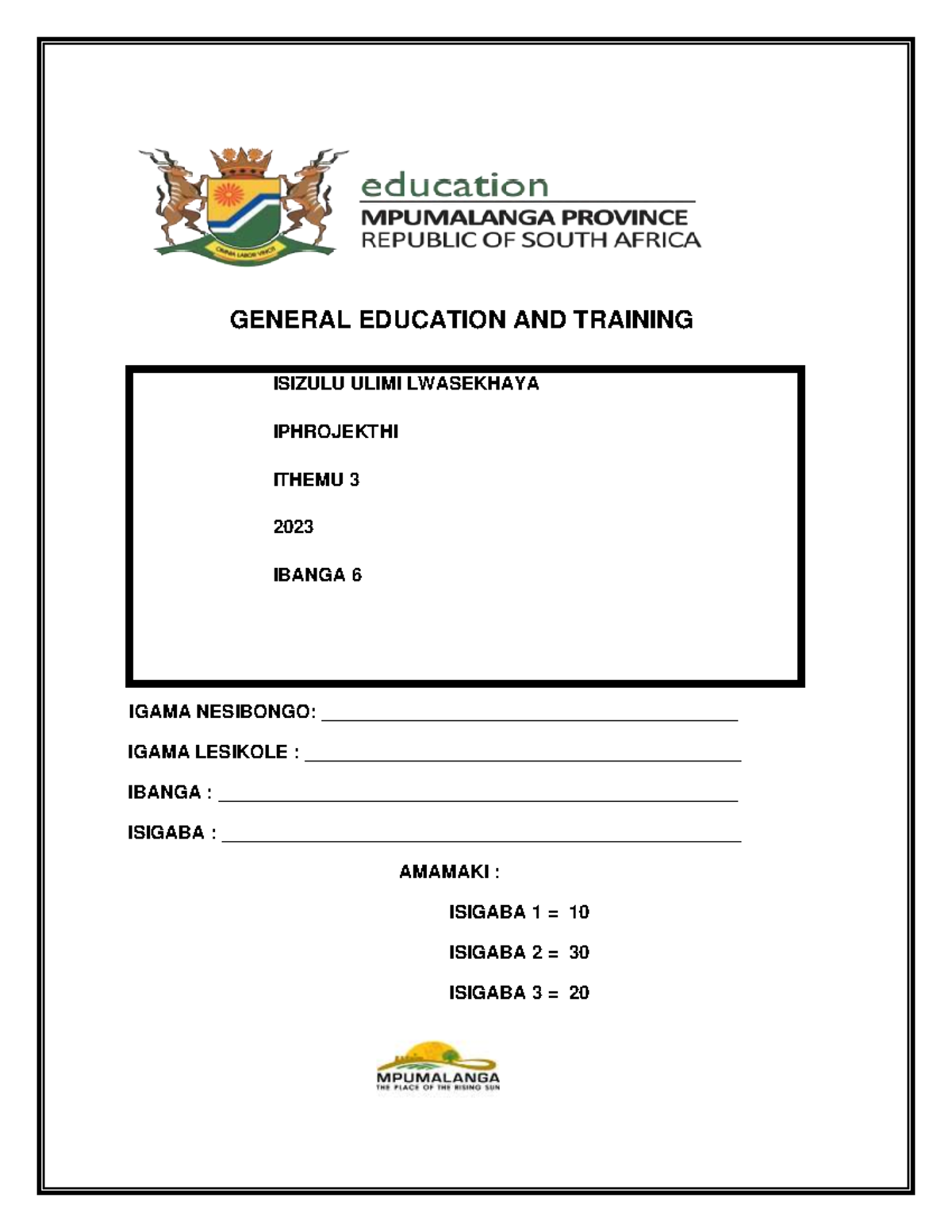 2023 GR 6 ZUL Project: Inkondlo Research Guidelines - Studocu