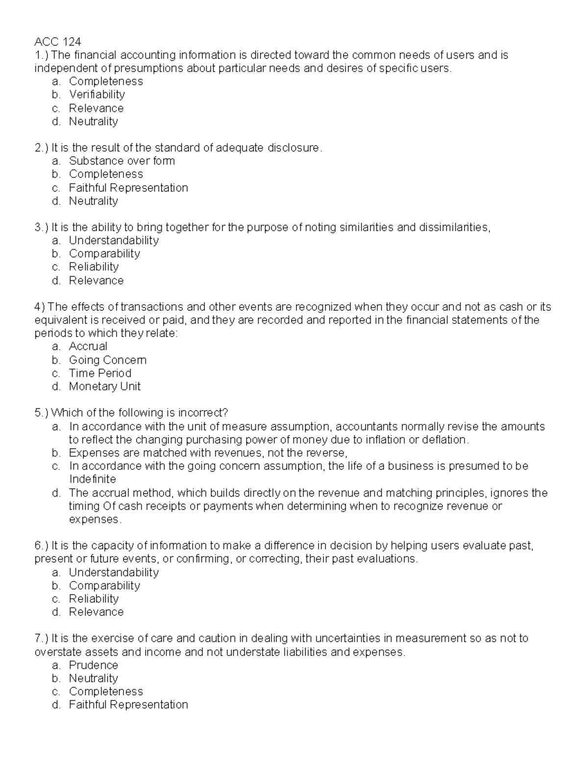 ACC 124 - 1st Term Financial Accounting Review Notes - Studocu
