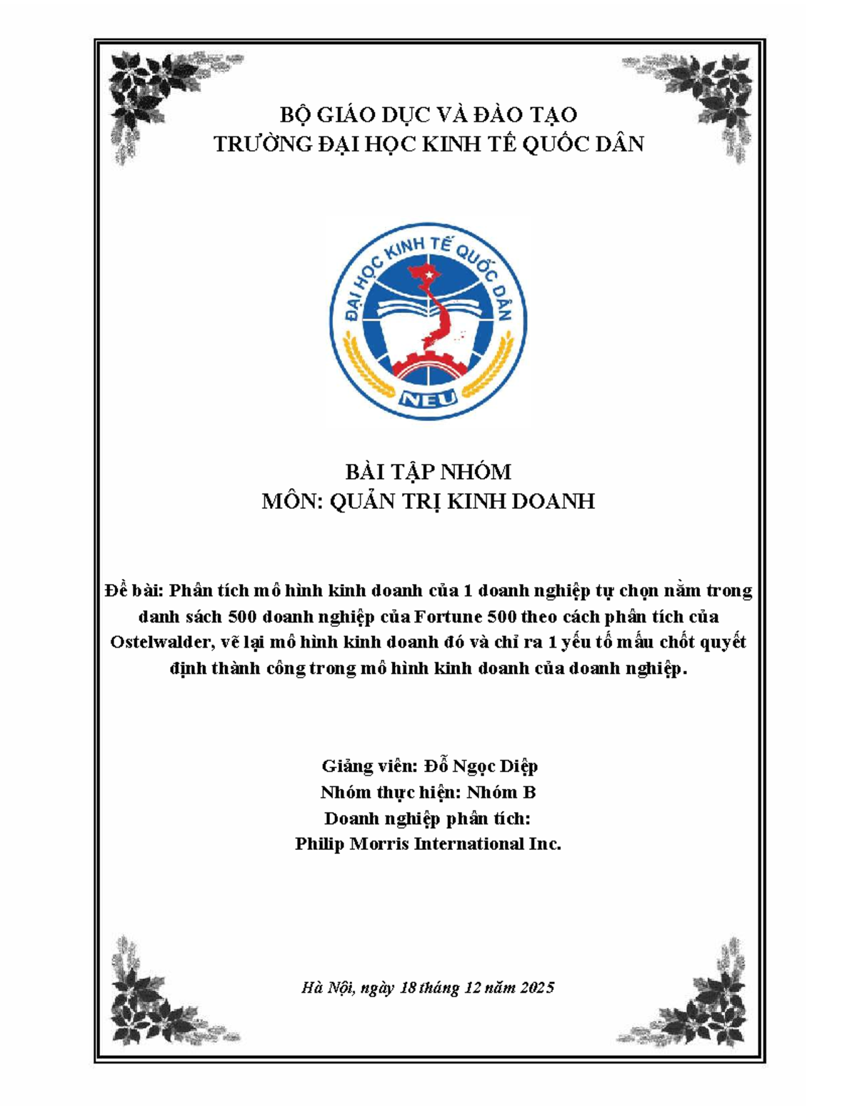 Phân Tích Mô Hình Kinh Doanh Philip Morris International - Final Exam ...