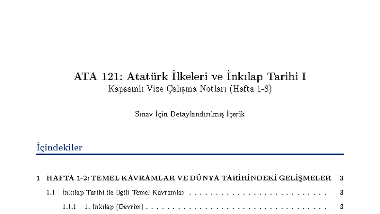 ATA 121: Atatürk İlkeleri ve İnkılap Tarihi I Vize Çalışma Notları ...