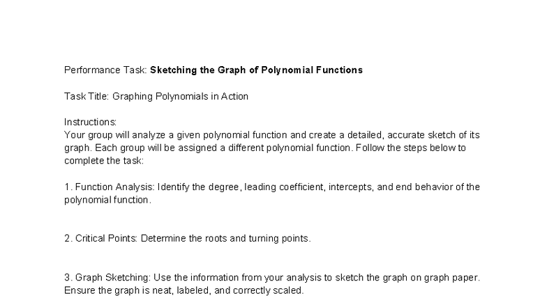 G10-Q3-Performance Task: Graphing Polynomial Functions Explained - Studocu
