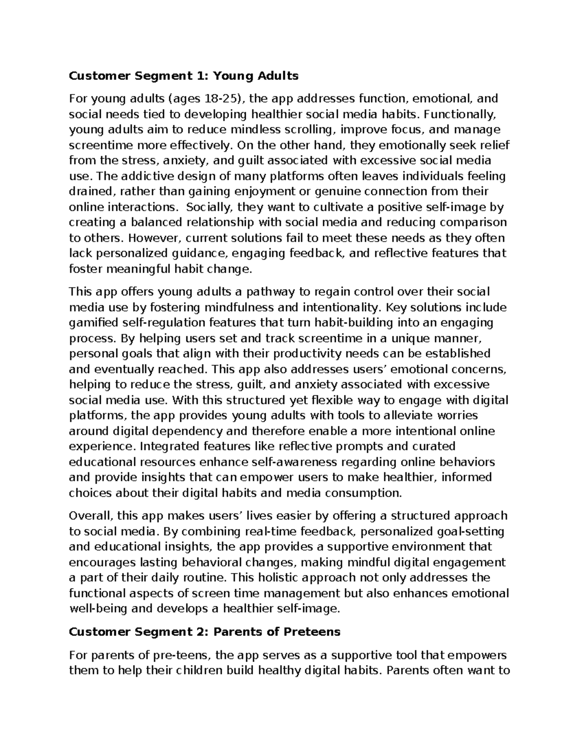 BET100 Assignment 4 - bet notes - Customer Segment 1: Young Adults For ...