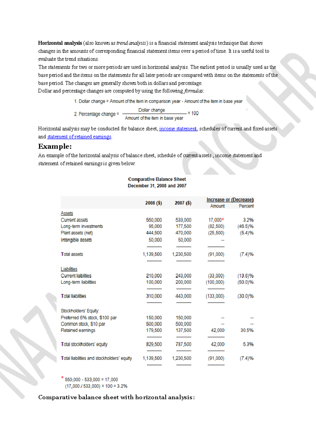 Financial Statement Analysis: Horizontal & Vertical Techniques - Studocu