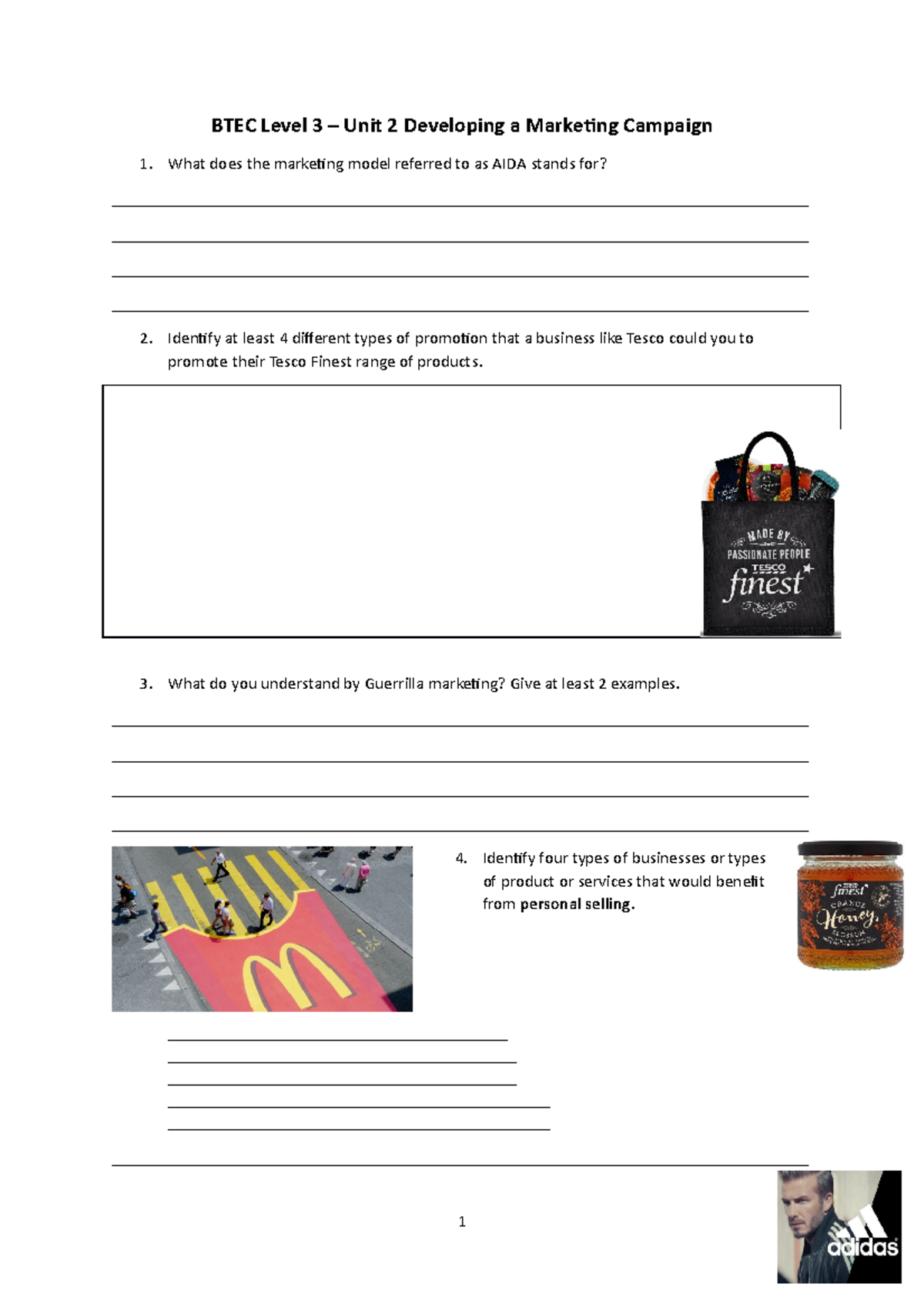 BTEC Level 3 Unit 2 Marketing Campaign Development Worksheets - Studocu