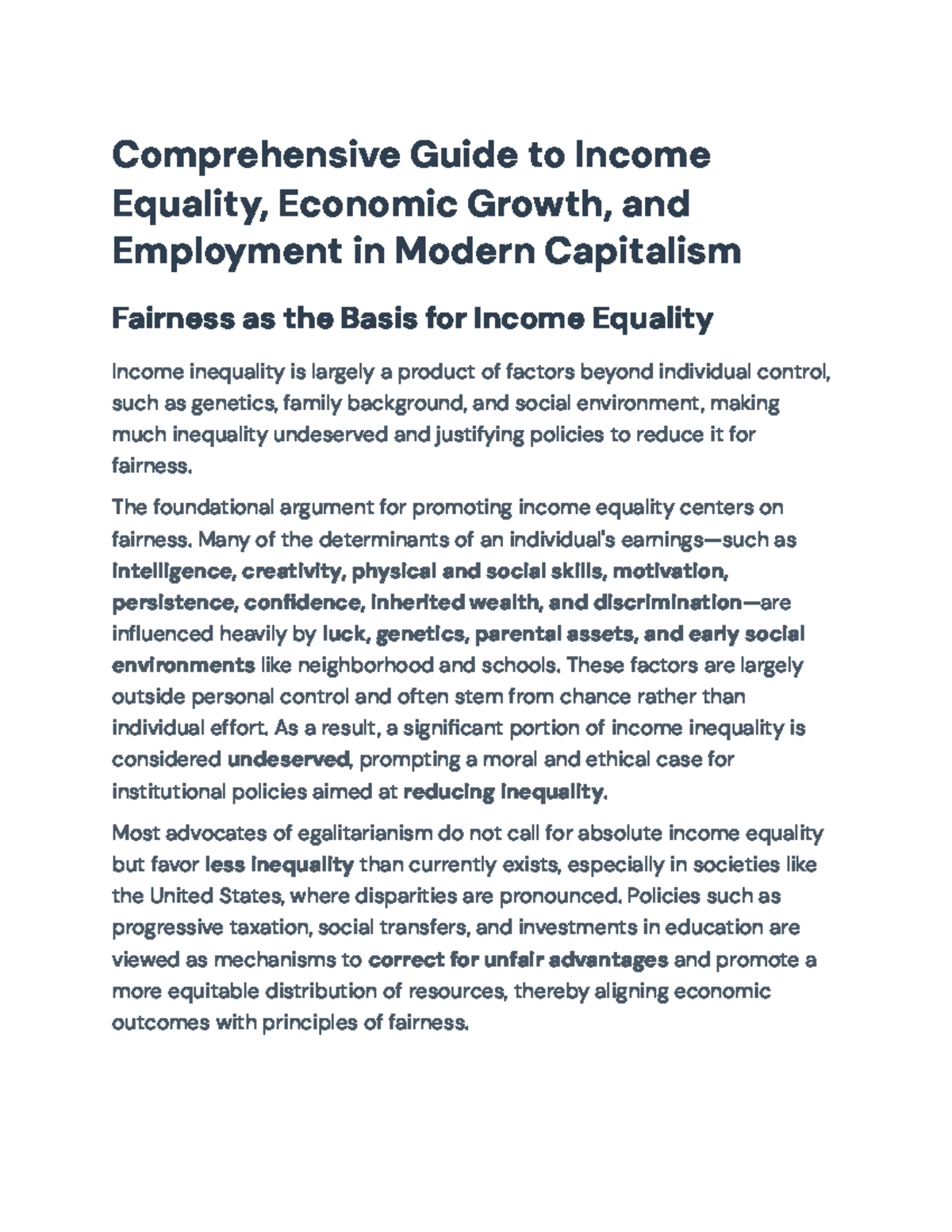 Comprehensive Guide to Income Equality, Economic Growth, and Employment ...