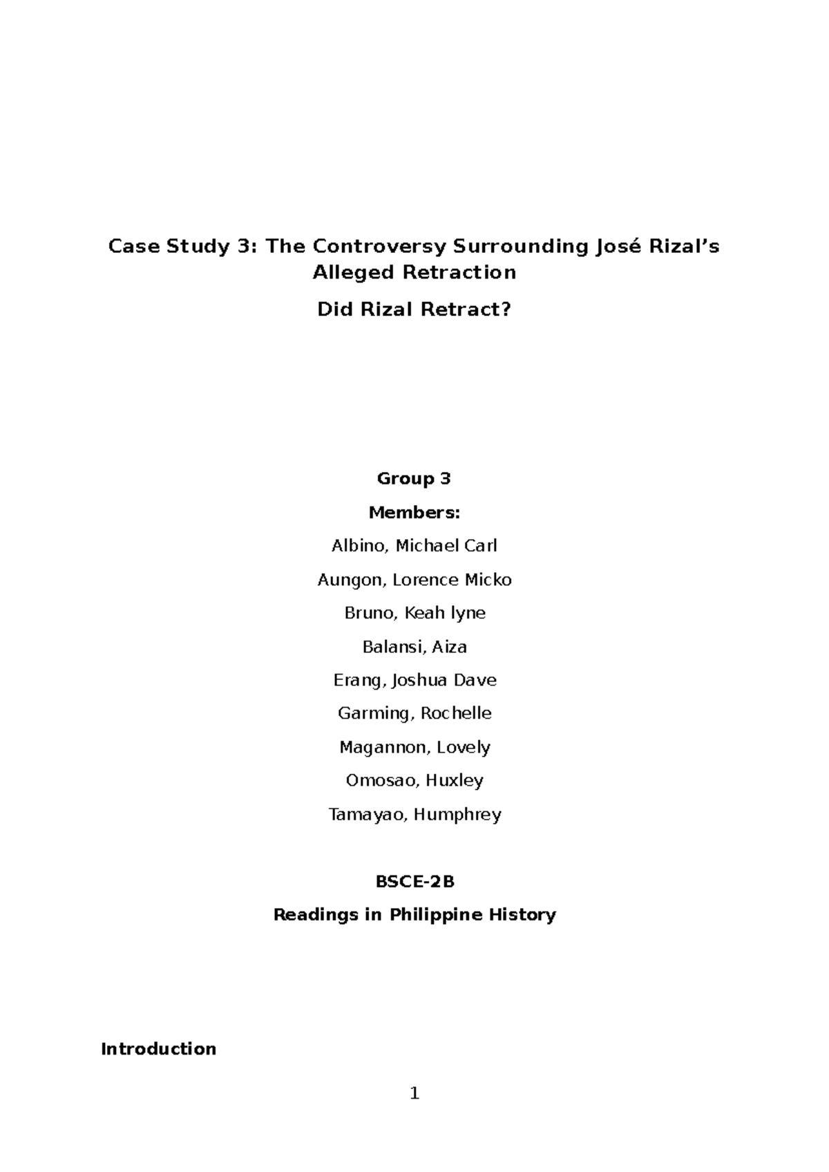 Case Study: Analyzing the Controversy of Rizal's Alleged Retraction ...