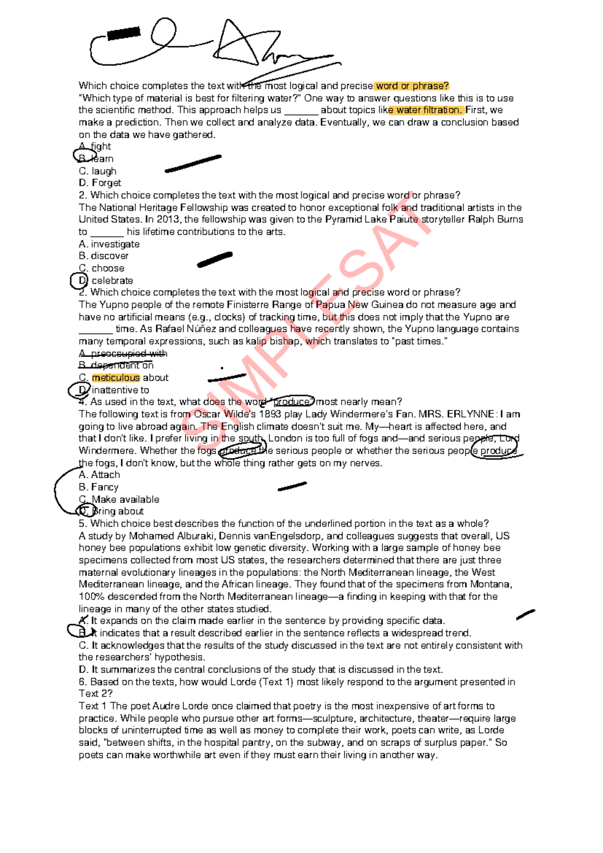 Practice Test Module 1 ERBW: Logical Completion and Analysis - Studocu